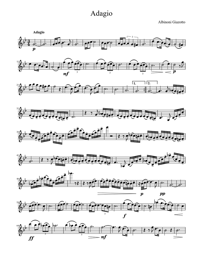 Albinoni Adagio Sheet music for Violin (Solo) | Musescore.com
