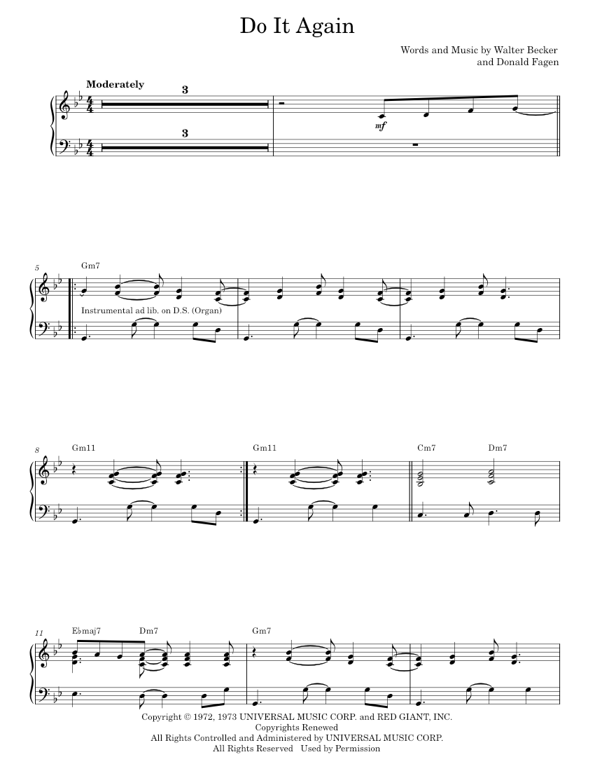 do it again Sheet music for Piano, Vocals by Steely Dan Official ...
