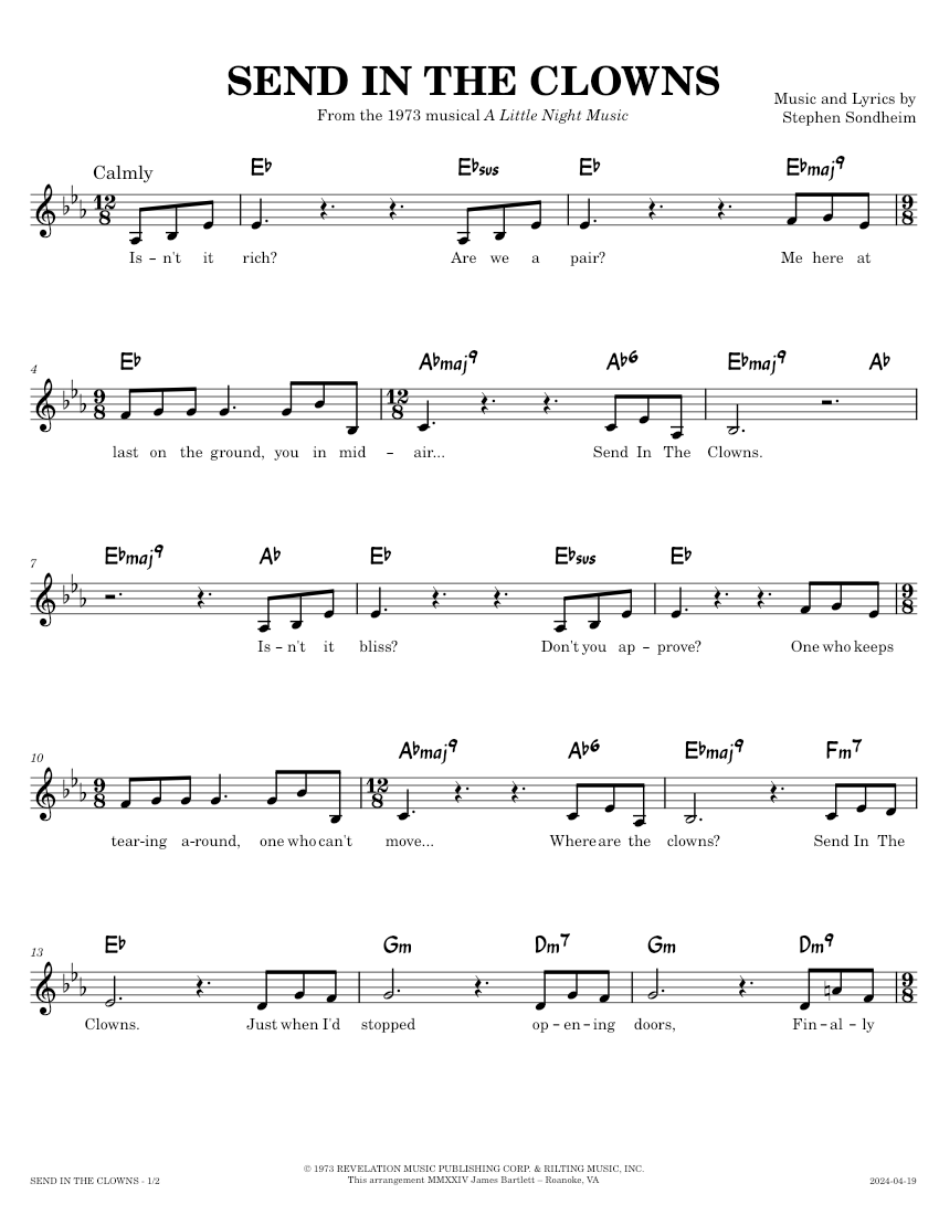 Send In The Clowns [lead sheet] Sheet music for Piano (Solo) Easy ...
