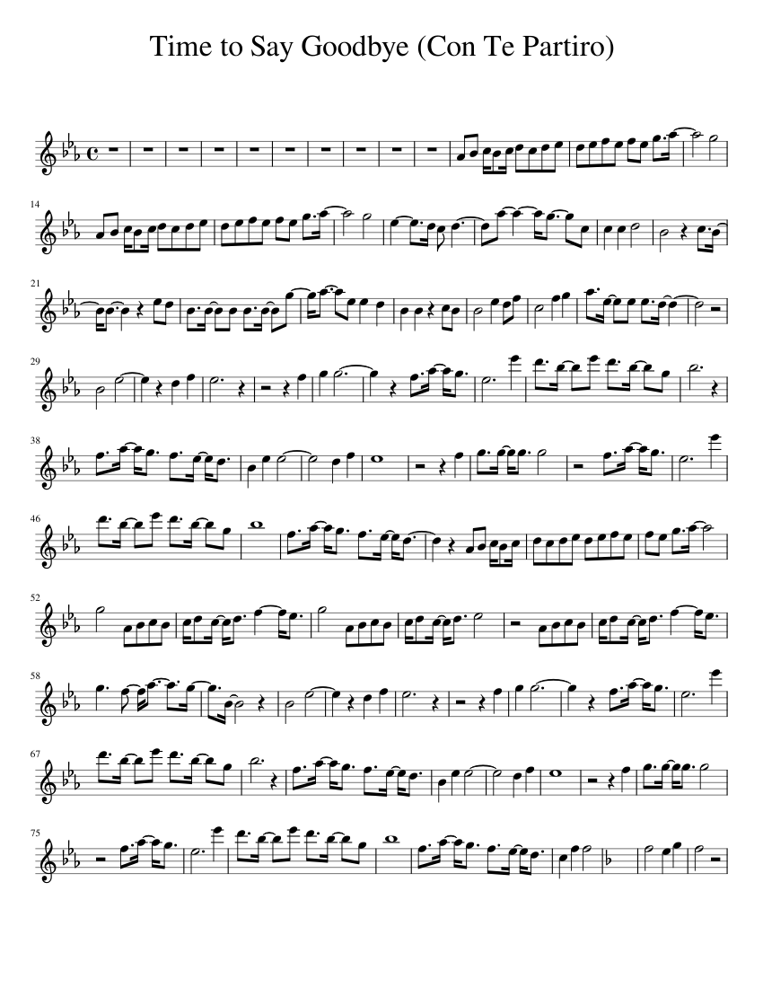 Time to Say Goodbye Con Te Partiro Sheet music for Piano (Solo) Easy | Musescore.com