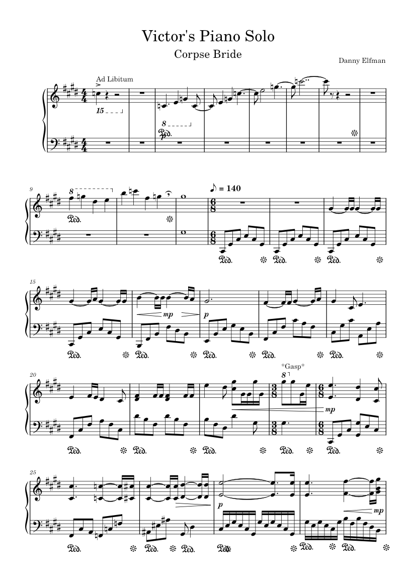Victor's Piano Solo – Danny Elfman - Corpse Bride Sheet music for Piano ...