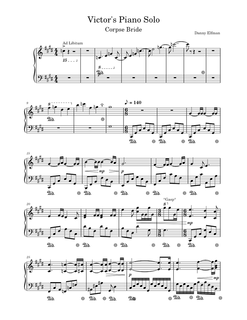 Victor's Piano Solo – Danny Elfman - Corpse Bride Sheet music for Piano (Solo) | Musescore.com