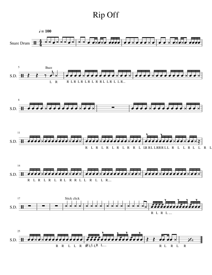 Rip Off Sheet music for Snare drum (Solo) | Musescore.com
