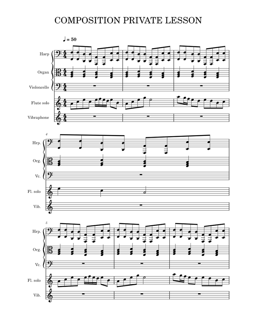 COMPOSITION PRIVATE LESSON Sheet music for Organ, Flute, Vibraphone ...