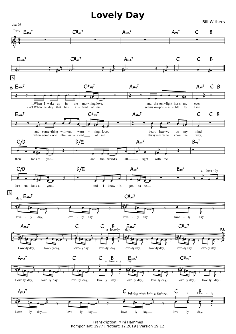 Bill Withers - Lovely Day Sheet music for Vibraphone (Solo) | Musescore.com