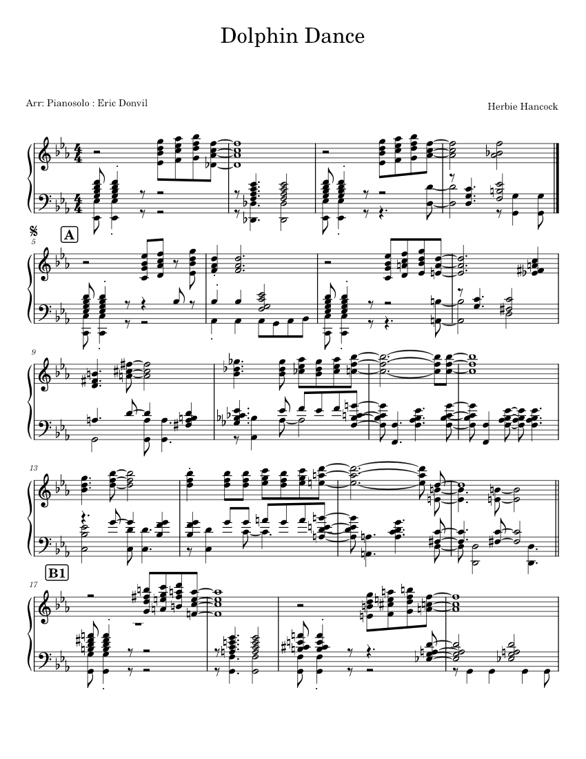 Dolphin Dance /Herbie Hancock /Pianosolo Sheet music for Piano (Solo ...