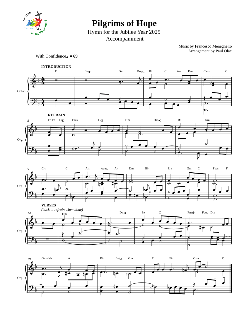 Pilgrims of Hope – Unknown author Sheet Music with Chords for Organ ...