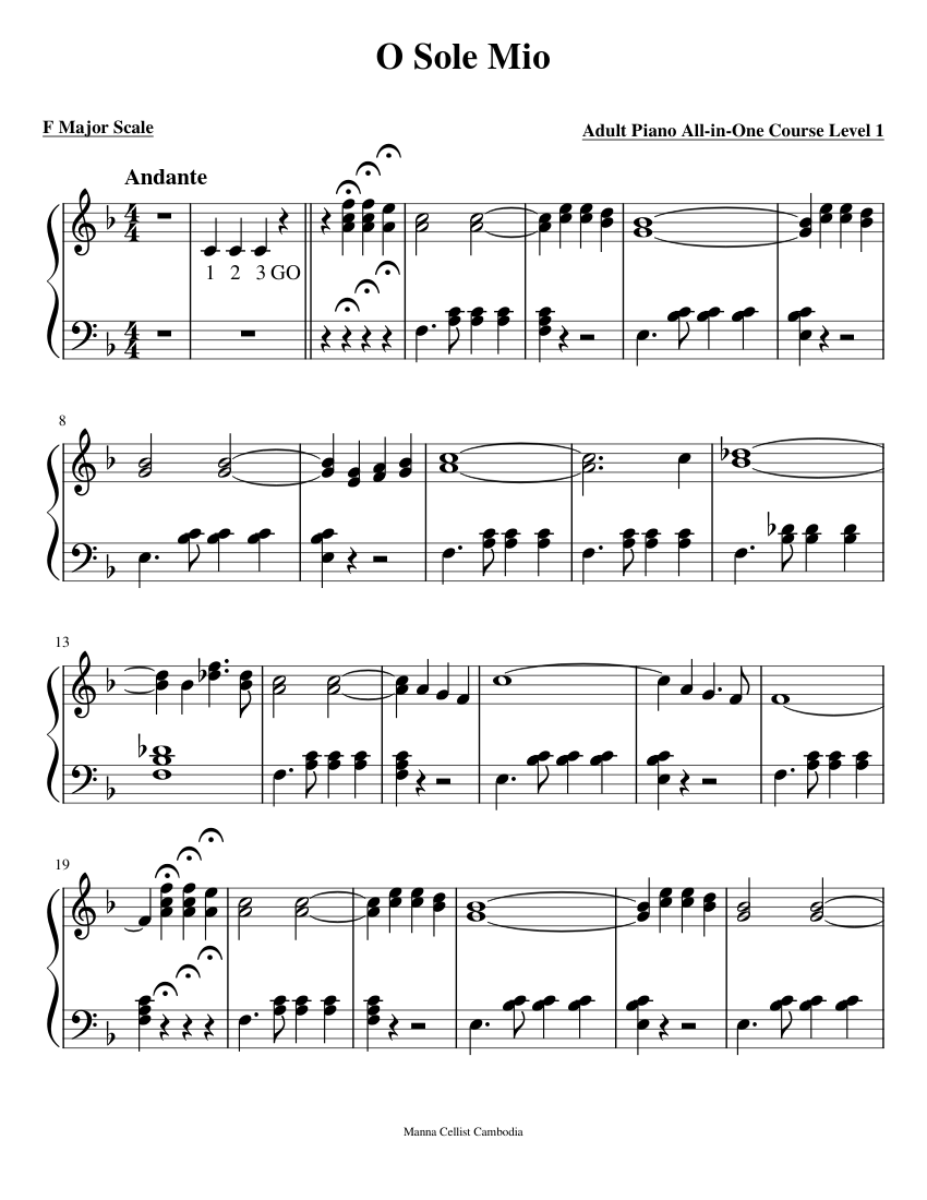 55. O Sole Mio – Adult Piano All-in-One Course Level 1 Sheet Music for Piano (Solo) Easy ...