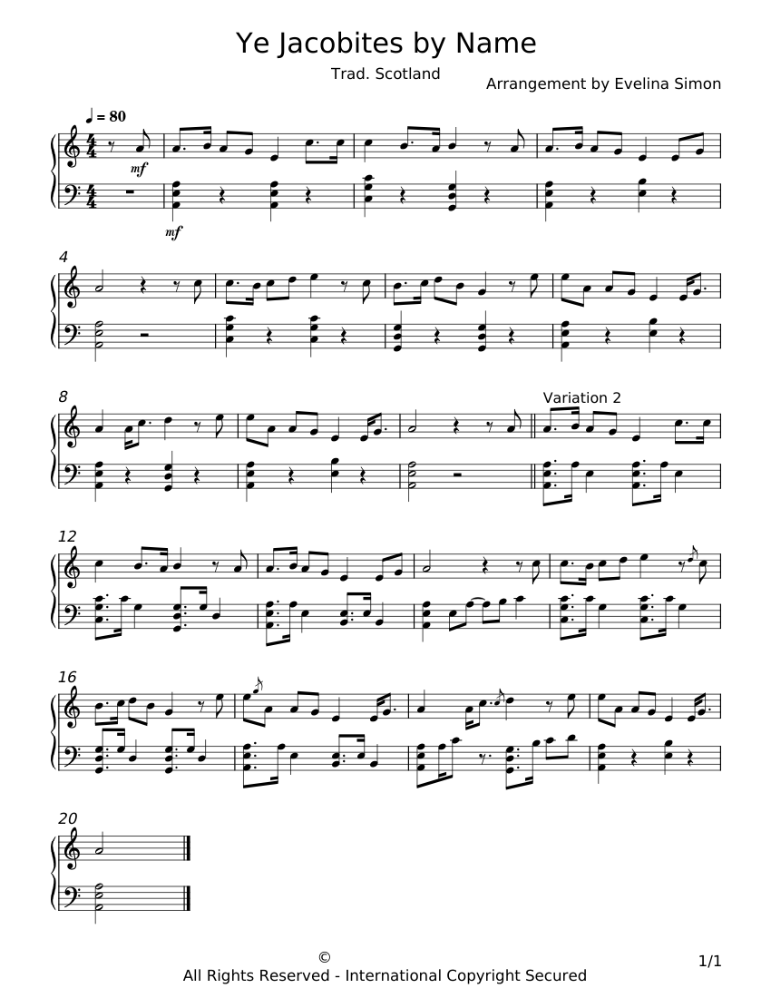 Ye jacobites by name - Misc Traditional Sheet Music for Piano (Piano ...