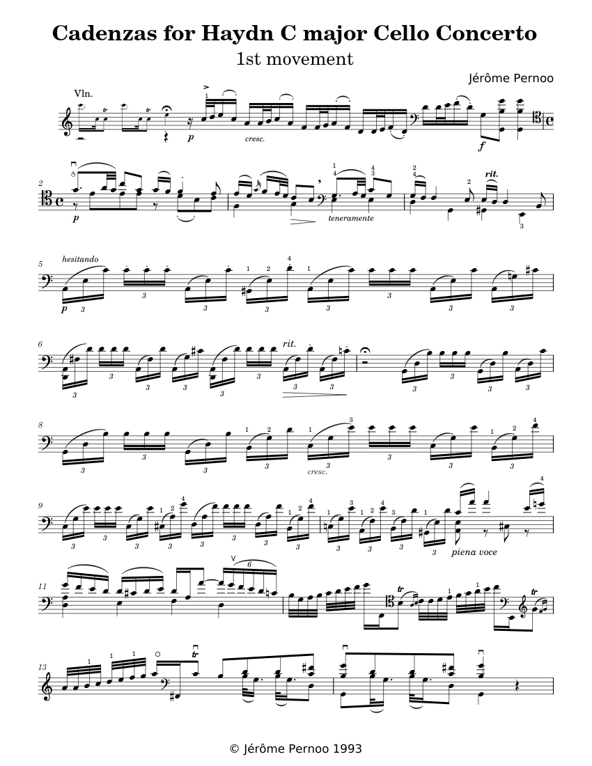 Cello Concerto No.1 in C major, Hob.VIIb:1 - Joseph Haydn Sheet Music for Cello (Solo ...