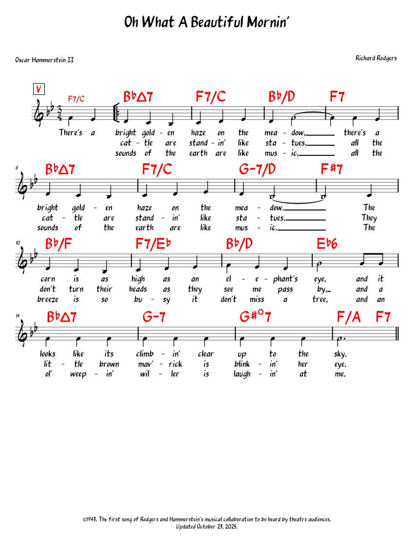 Oh, What A Beautiful Mornin' (from Oklahoma!) – Richard Rodgers, Oscar ...
