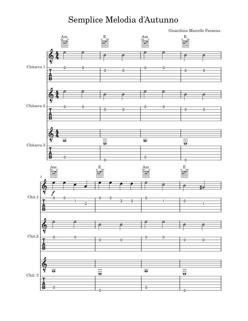 Semplice melodia d'autunno Gioacchino Marcello Faranna Sheet music for ...