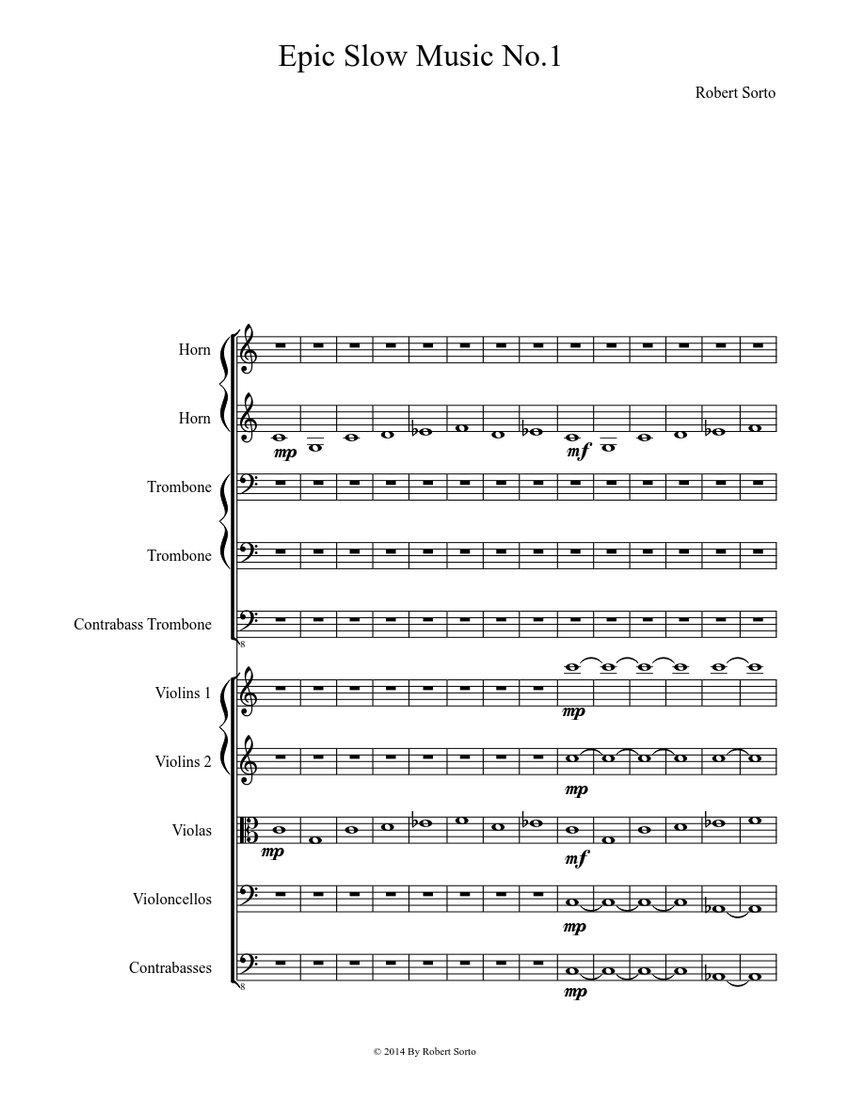 Epic Slow Music No.1(Videoscore) Sheet music for Trombone (Brass Duet ...
