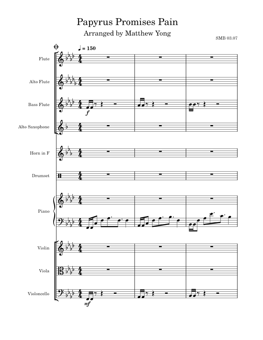 Papyrus Promises Pain (V2) – SMB 03.07 Sheet music for Piano, Flute ...