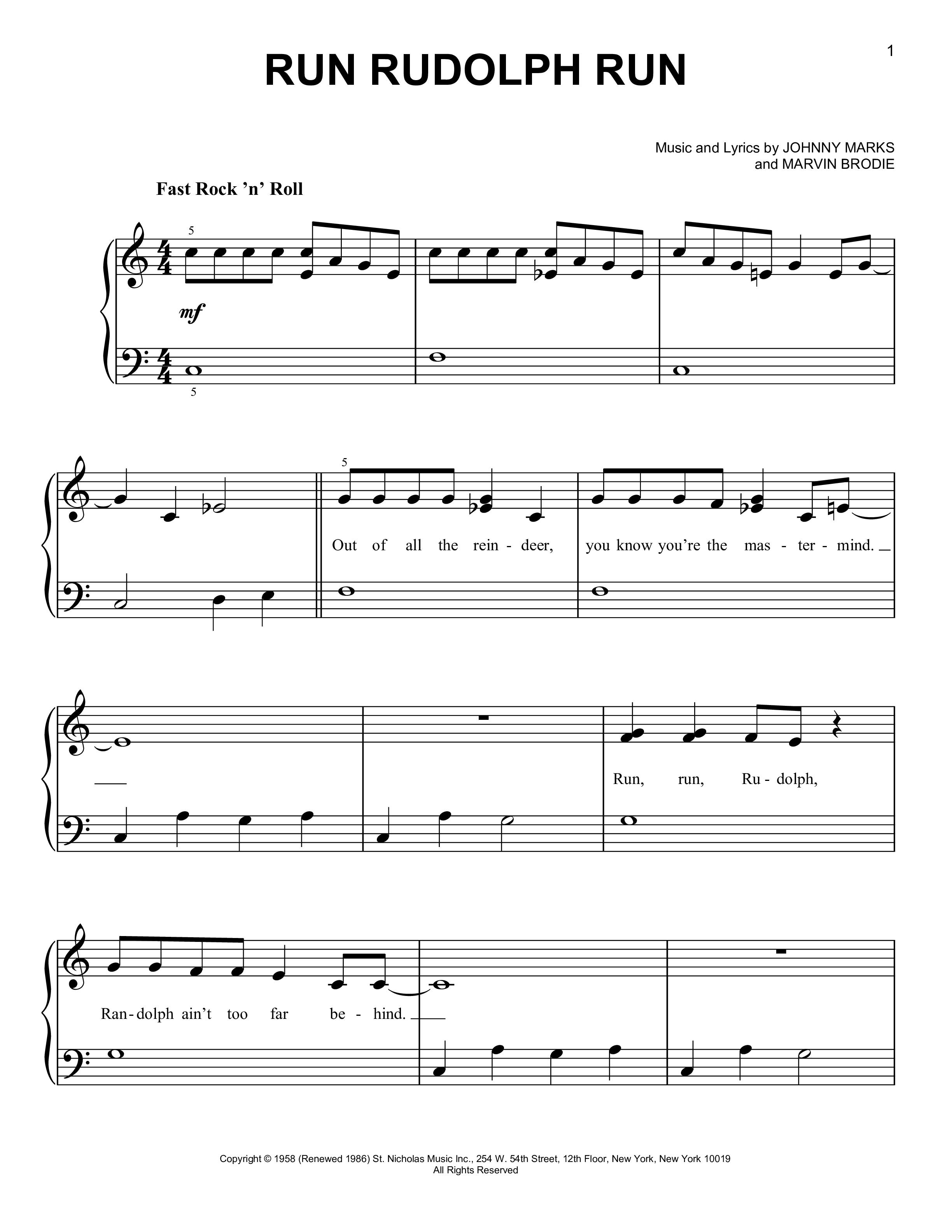 Play Official version of Run rudolph run Sheet Music by Chuck Berry for ...