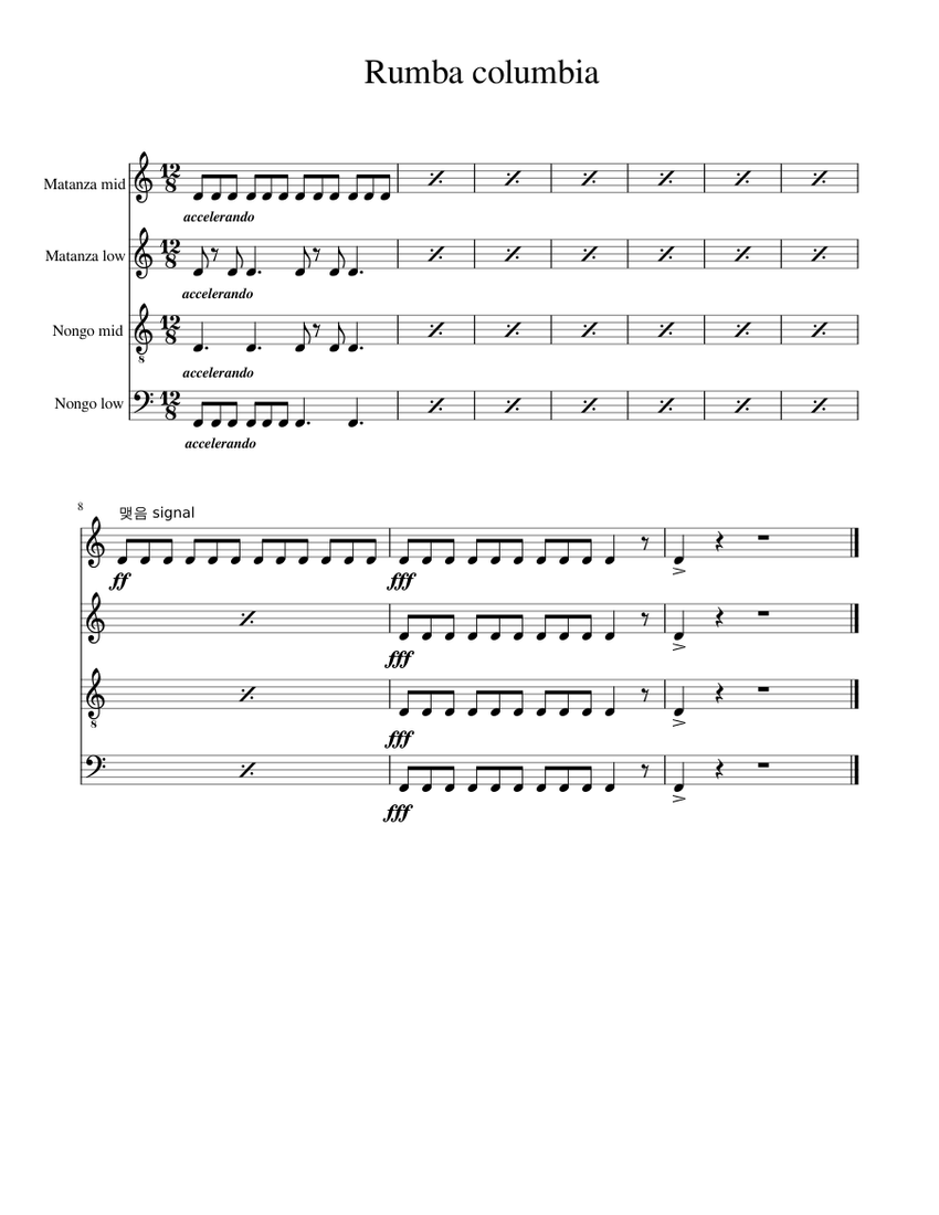 Rumba columbia Sheet music for Soprano, Alto, Tenor, Bass voice (Choral ...