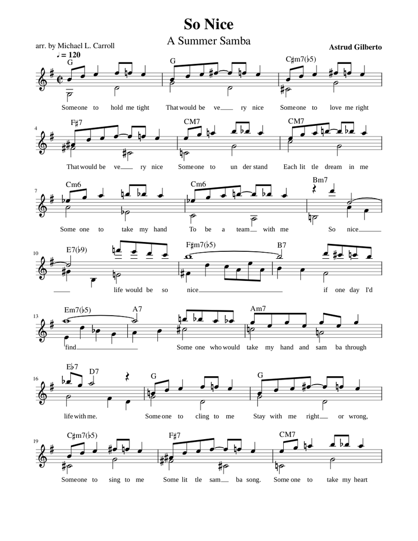 So Nice for Solo Guitar arr. by Michael L. Carroll Sheet music for ...