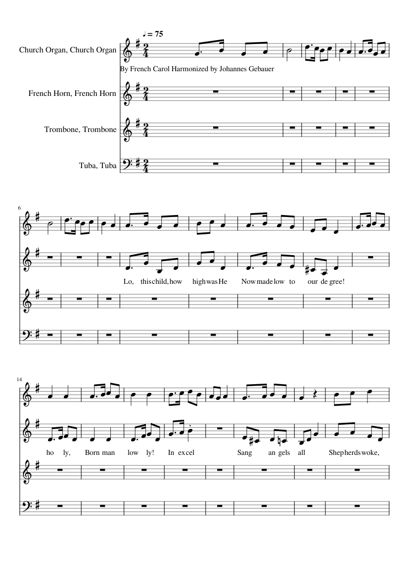 A Christmas Carol Sheet music for Organ, French horn, Trombone other ...