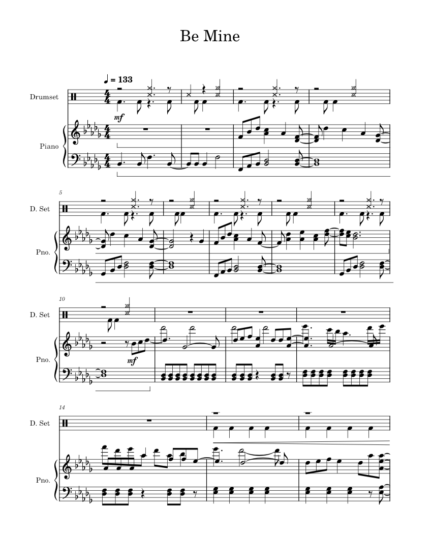 Be Mine – INFINITE (인피니트) ONEUS (원어스) Sheet music for Piano, Drum group ...