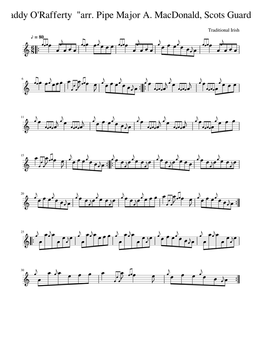 Traditional music - Paddy O'Rafferty "arr. Pipe Major A. MacDonald ...