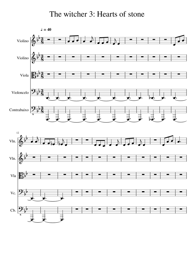 The witcher 3 Hearts of Stone (UNFINISHED) Sheet music for Contrabass ...