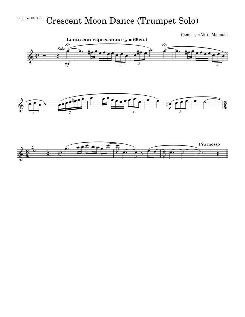 Crescent Moon Dance – Akito Matsuda (Trumpet Solo) Sheet Music for Trumpet other (Solo ...