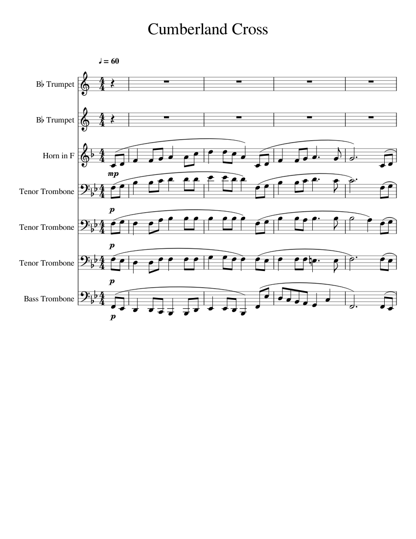 Cumberland Cross Sheet Music for Trombone tenor, Trombone bass, Trumpet ...