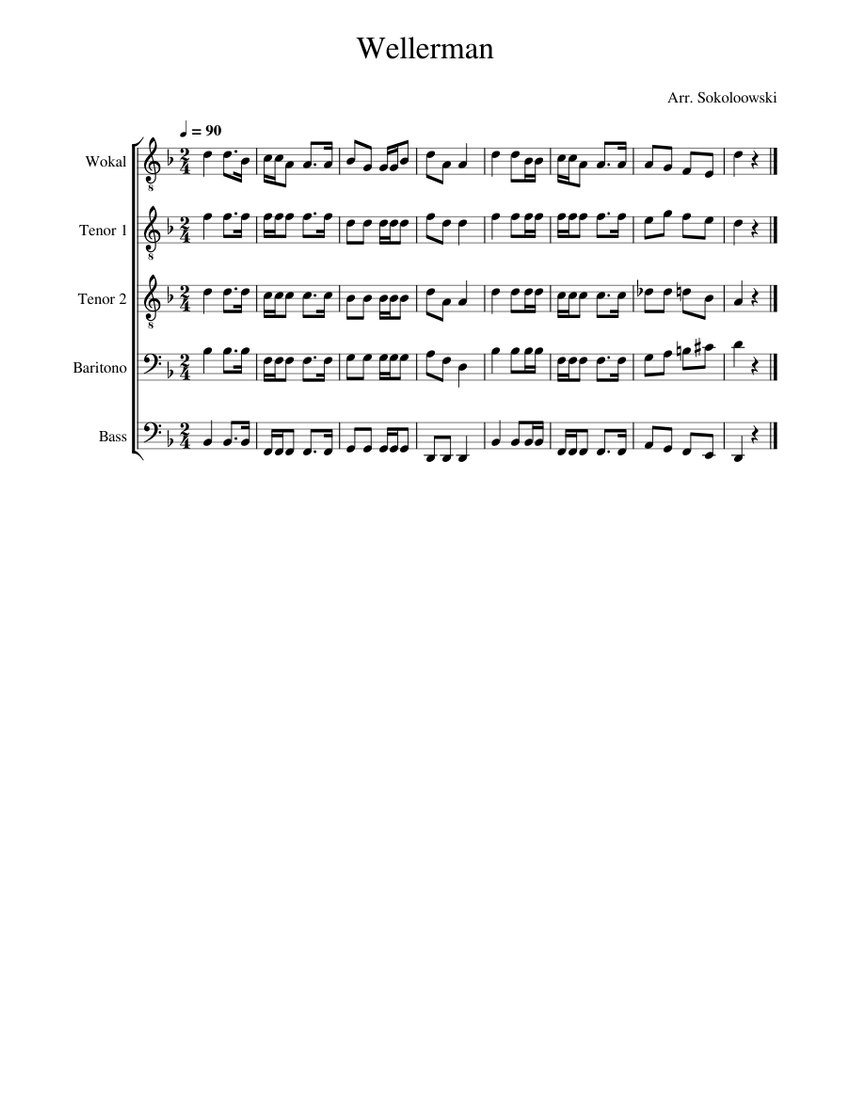 Wellerman – Misc Traditional Sheet music for Tenor, Bass voice ...
