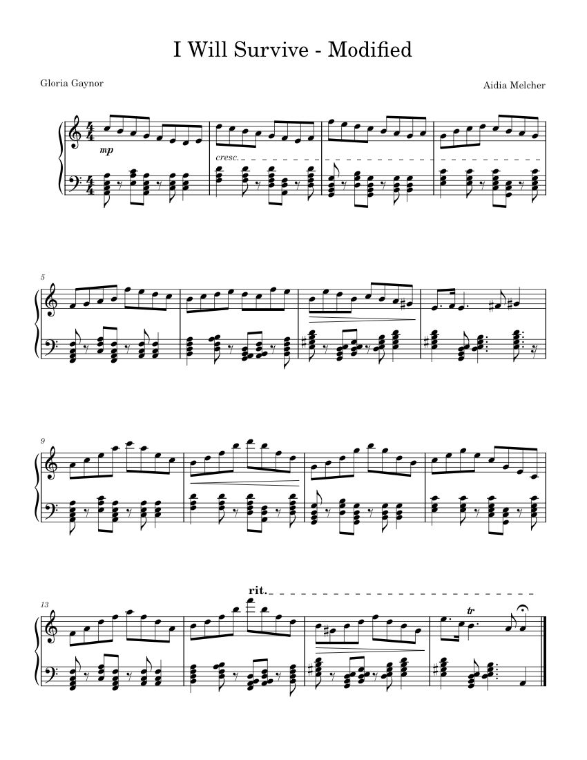 I Will Survive - Modified Sheet music for Piano (Solo) | Musescore.com