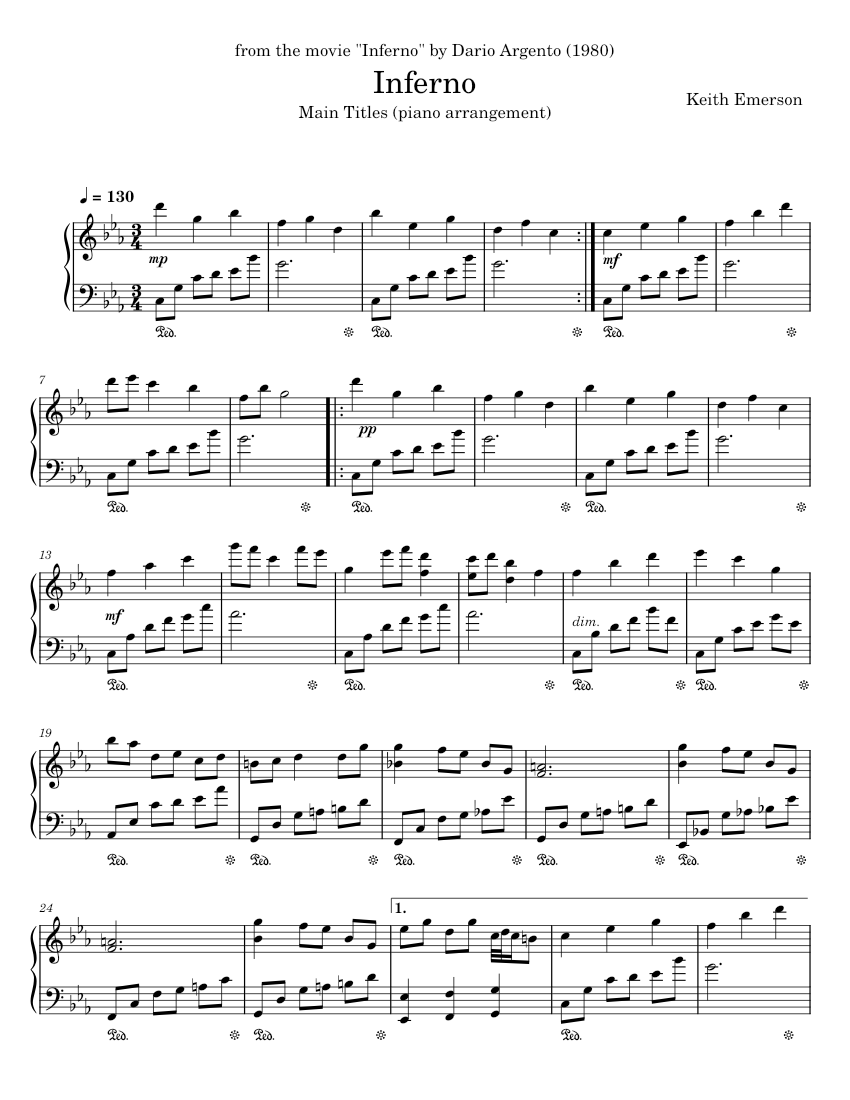 Inferno - Keith Emerson Sheet Music for Piano (Solo) | MuseScore.com