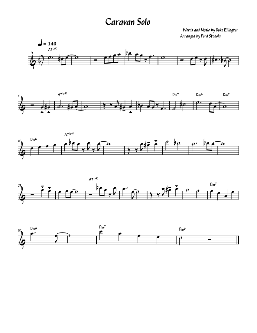 Caravan Alto Sax Solo Sheet Music with Chords for Saxophone alto (Solo ...