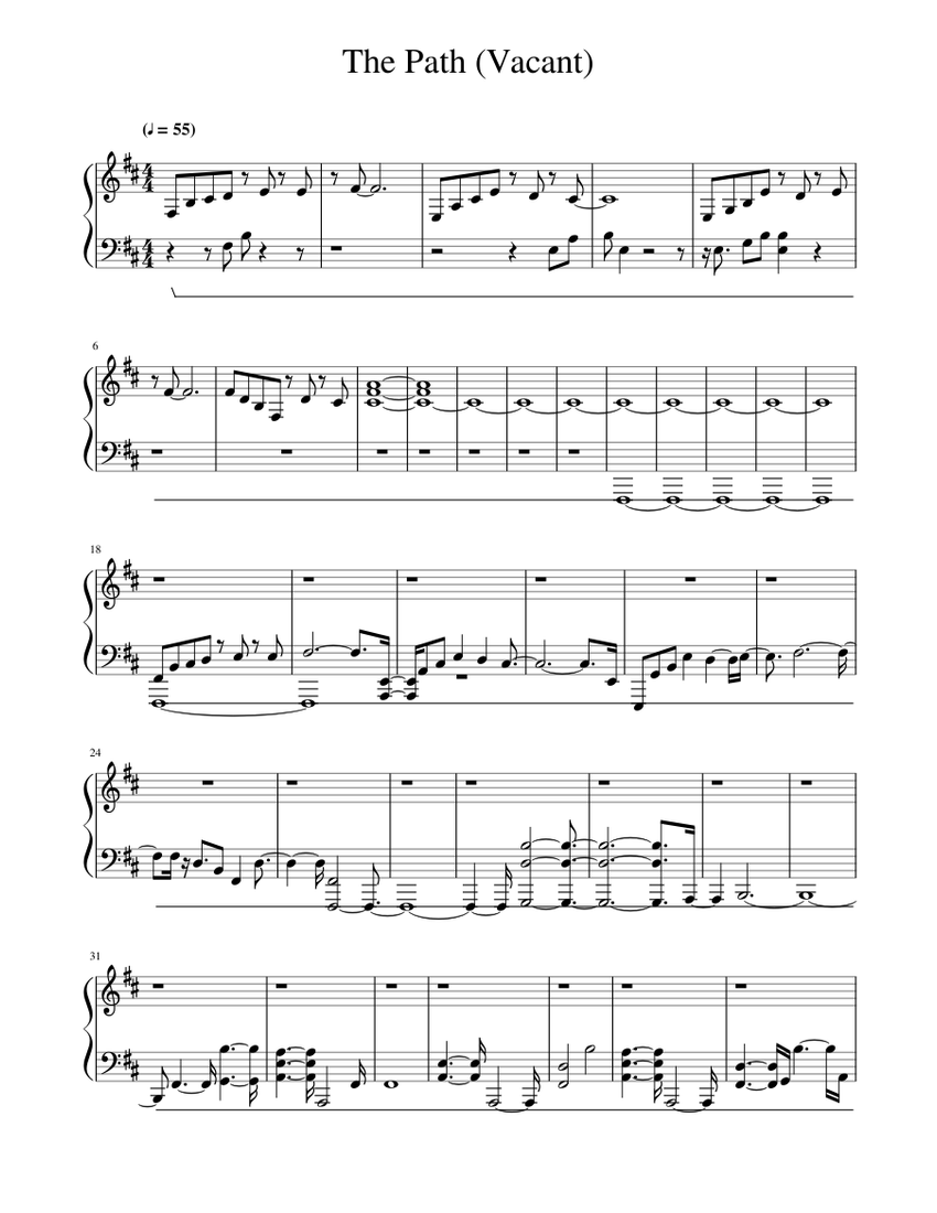 The Path (Vacant) Last Of Us Sheet music for Piano (Solo) | Musescore.com