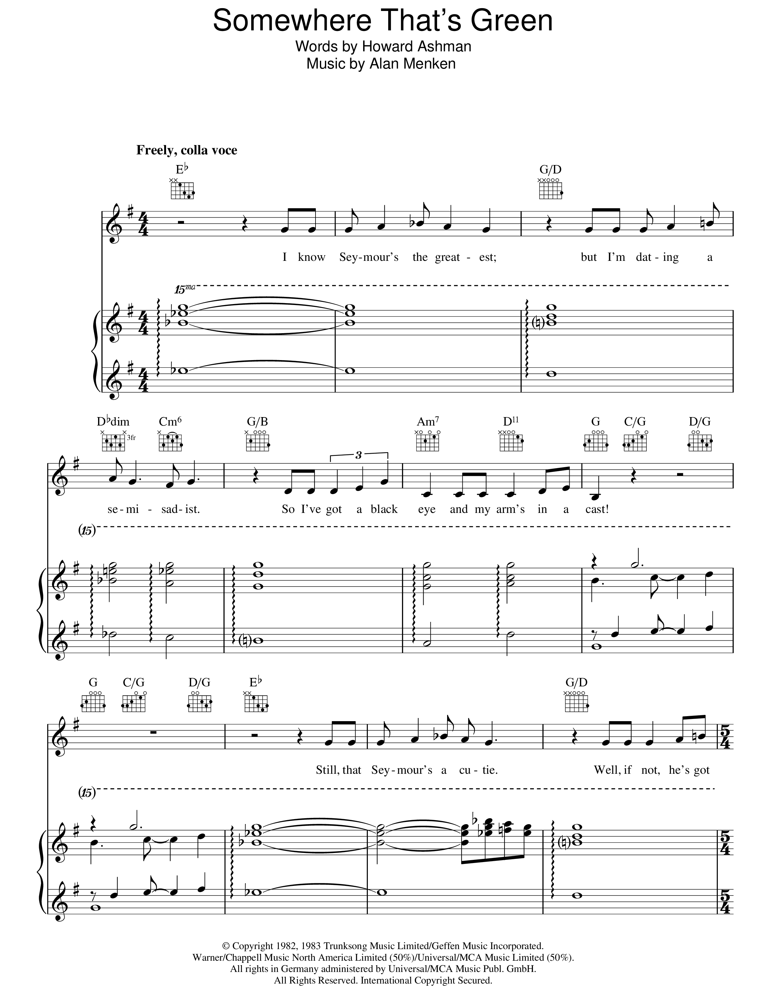 Play Official version of Somewhere That's Green sheet music by Howard ...