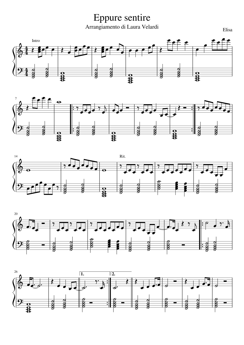 Eppure sentire Sheet music for Piano (Solo) Easy | Musescore.com