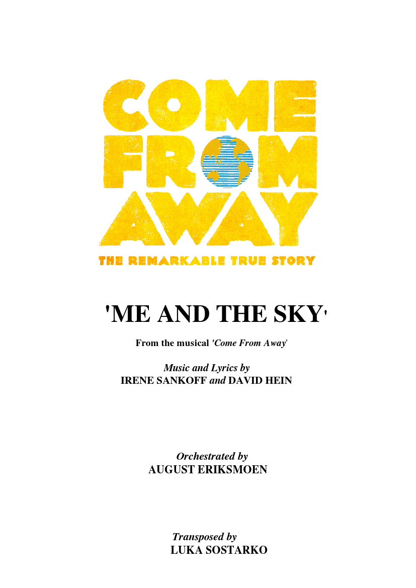 Me and the Sky - Come From Away Sheet Music for Piano, Flute, Violin ...
