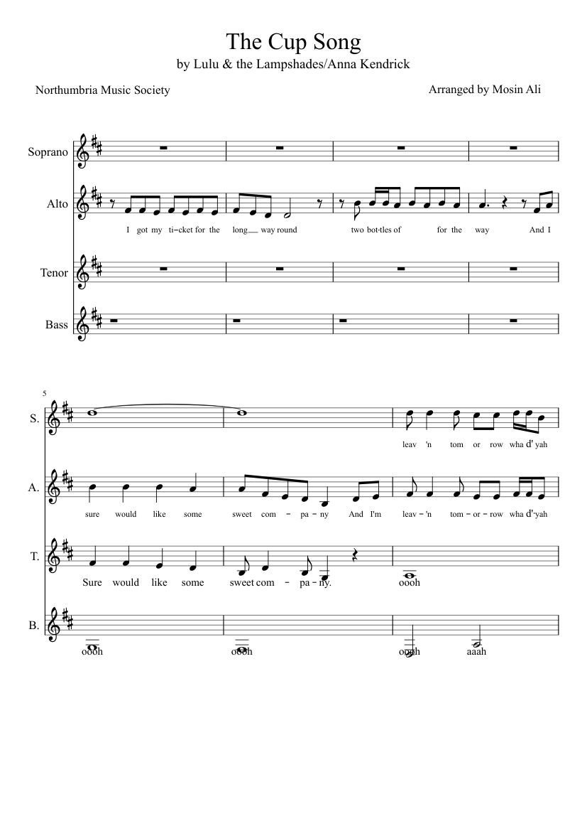 The Cup Song Sheet Music for Bass guitar (Solo) | MuseScore.com