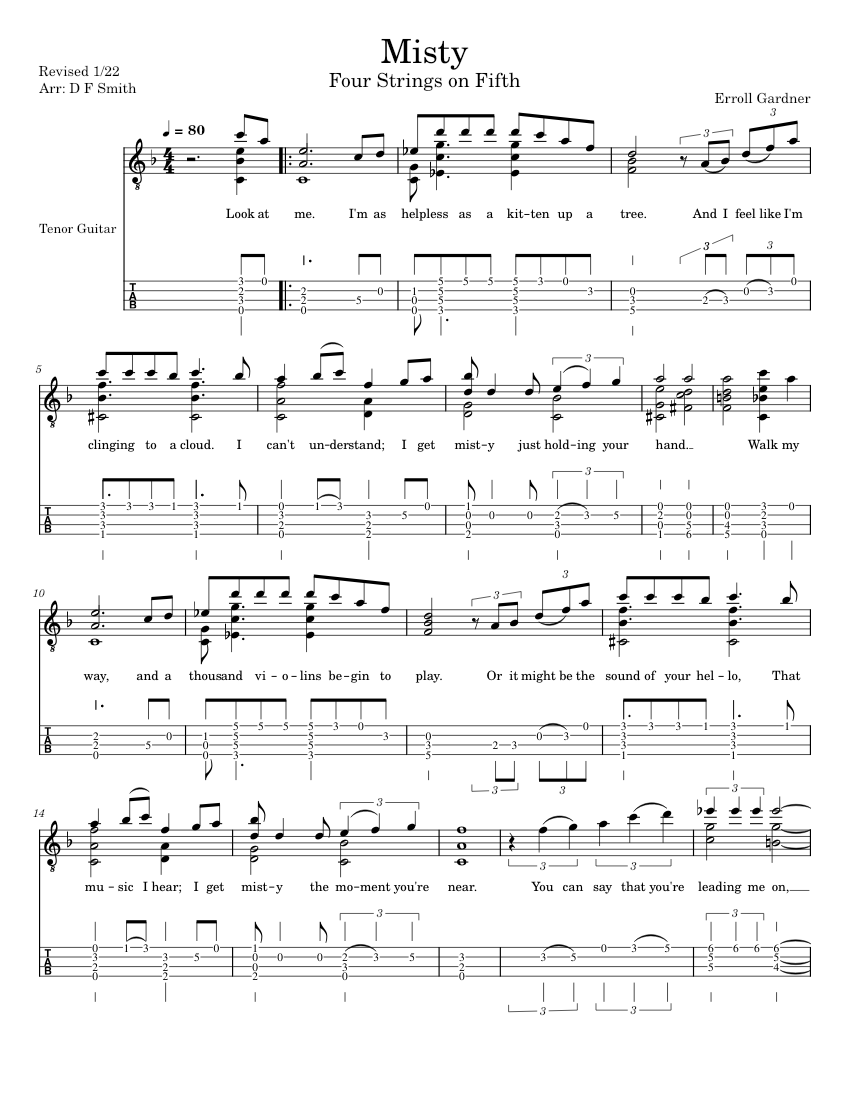 Misty – Erroll Garner Sheet music for Guitar (Solo) | Musescore.com