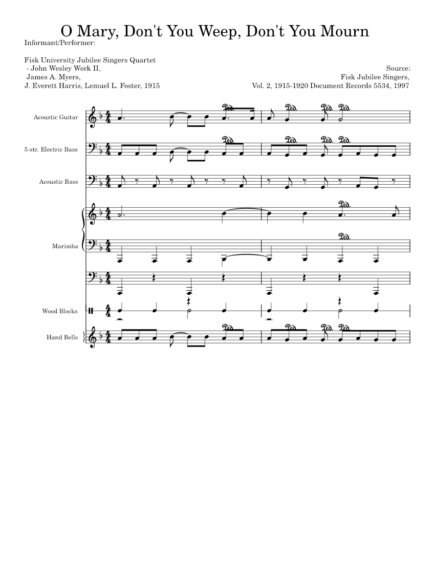 O Mary, Don't You Weep, Don't You Mourn – Source: Fisk Jubilee Singers ...