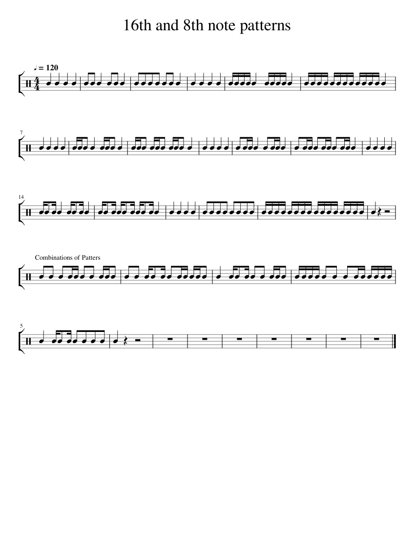 16th_and_8th_note_patterns Sheet music for Snare drum (Solo ...