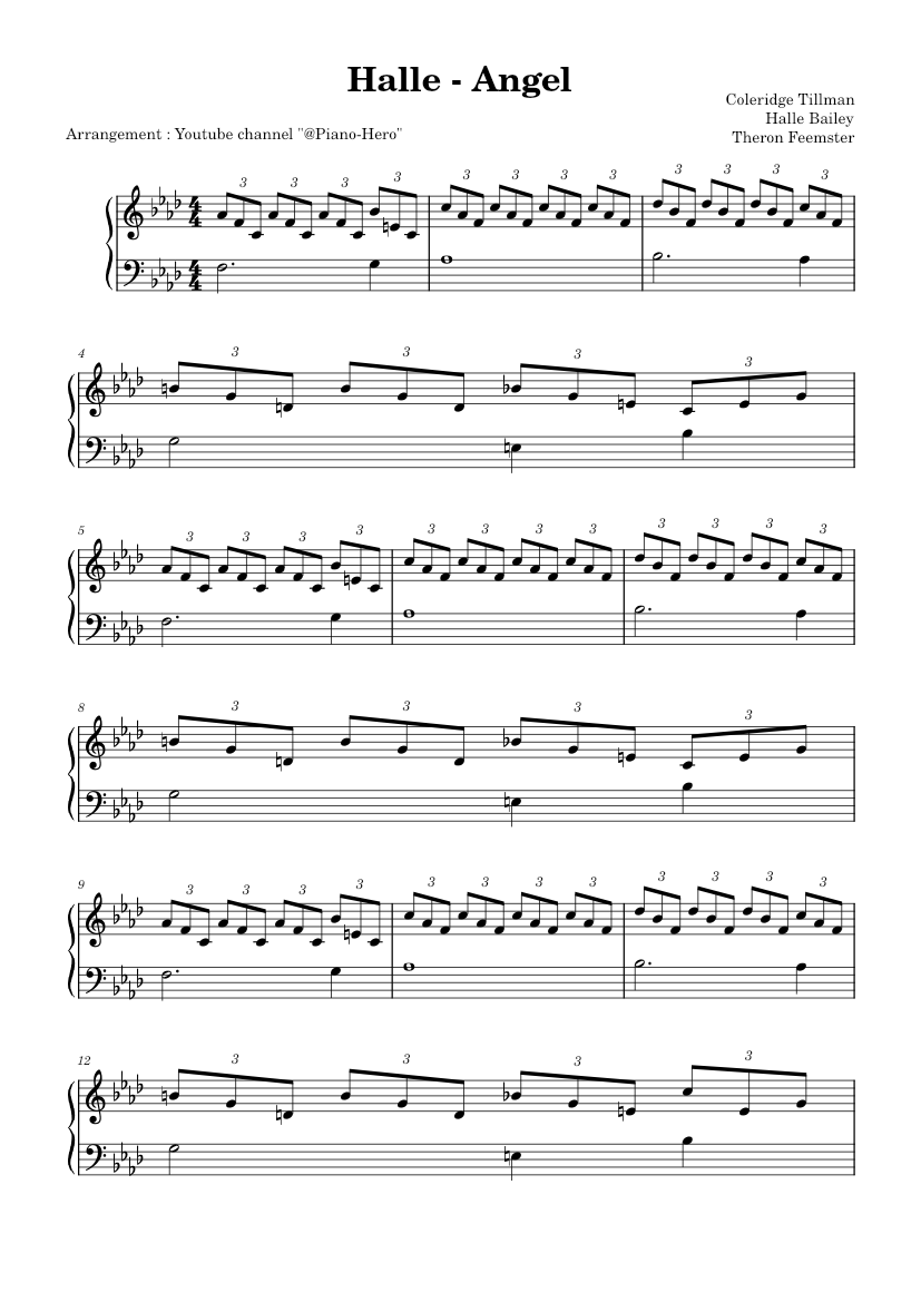 Halle - Angel – Halle Bailey hall Sheet music for Piano (Solo ...