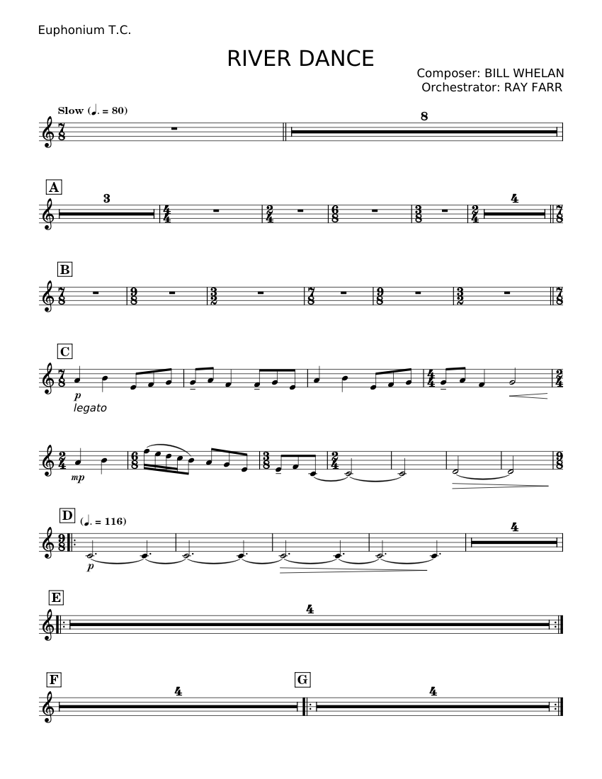 Riverdance - Bill Whelan Sheet music for Euphonium (Solo) | Musescore.com