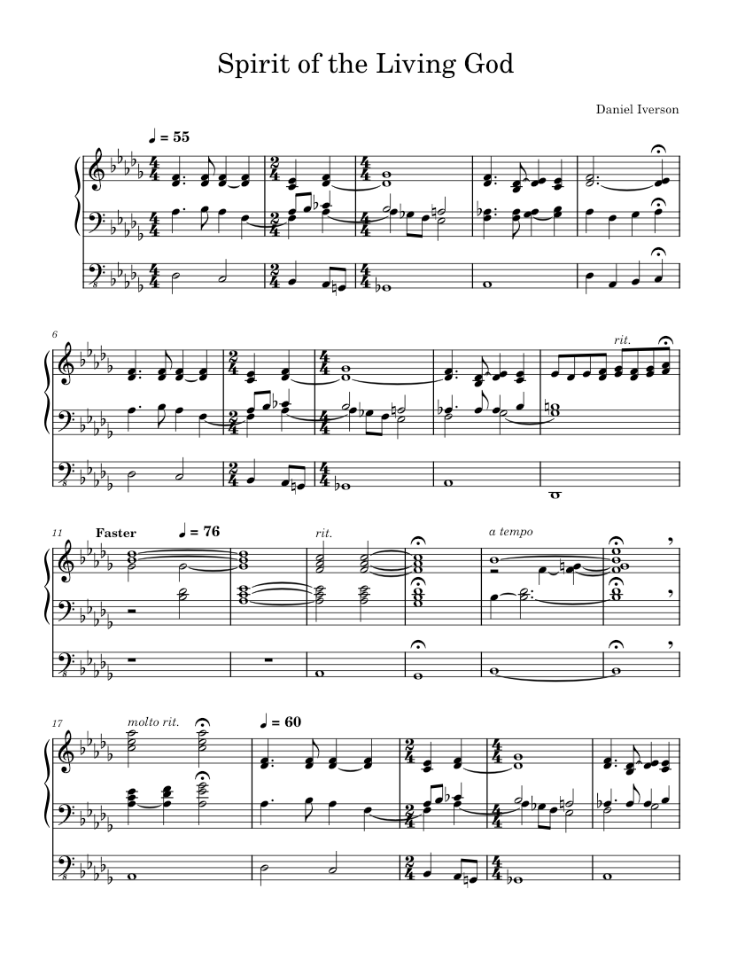 Spirit Of The Living God – Daniel Iverson Organ Solo Sheet Music for ...