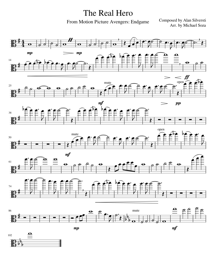 The Real Hero (viola duet part) Sheet music for Viola (Solo ...