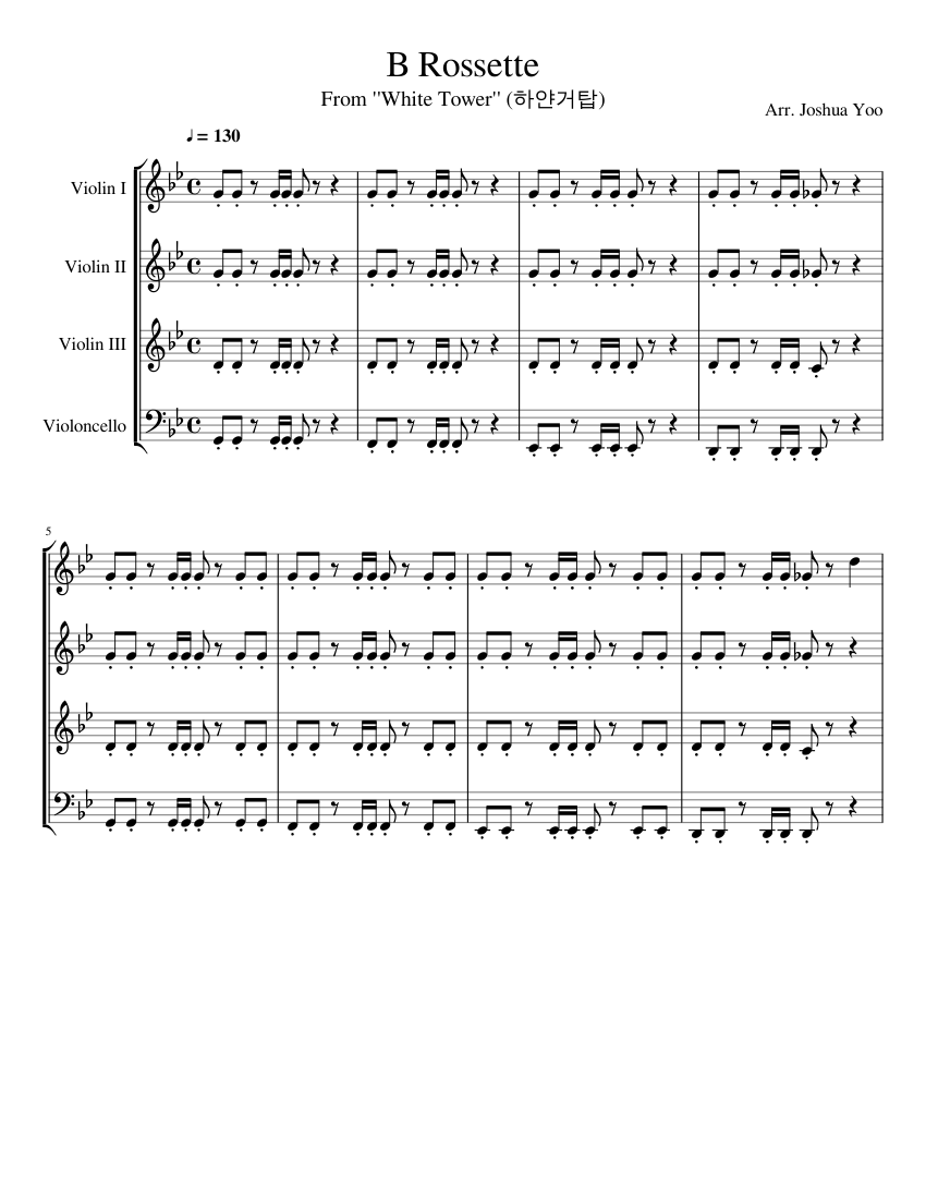 B Rossette Sheet music for Violin, Cello (Mixed Quartet) | Musescore.com
