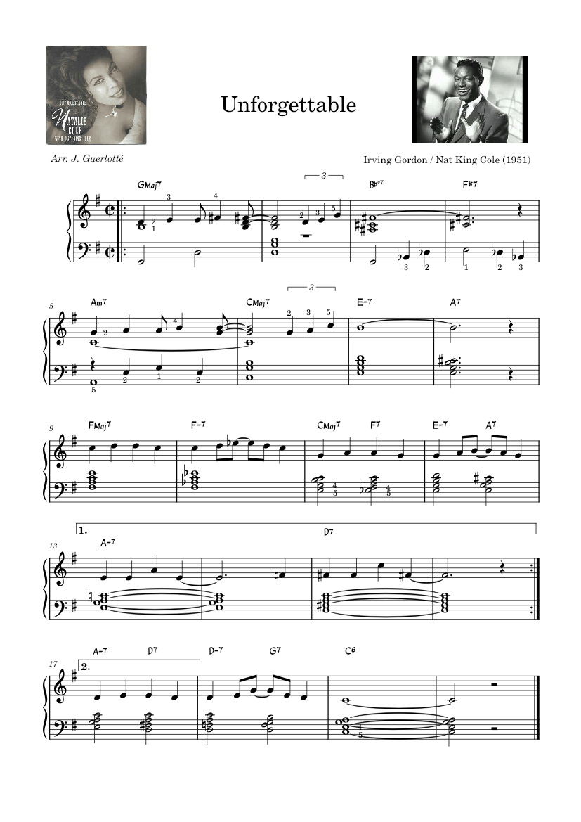 Unforgettable – Nat King Cole Sheet music for Piano (Solo) Easy ...