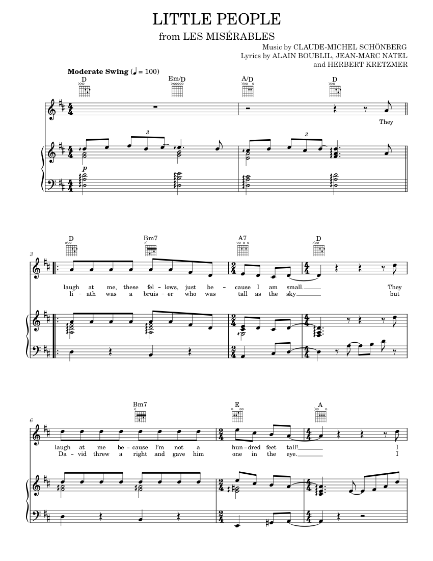 Little People Sheet music for Piano, Vocals by Alain Boublil and Claude ...