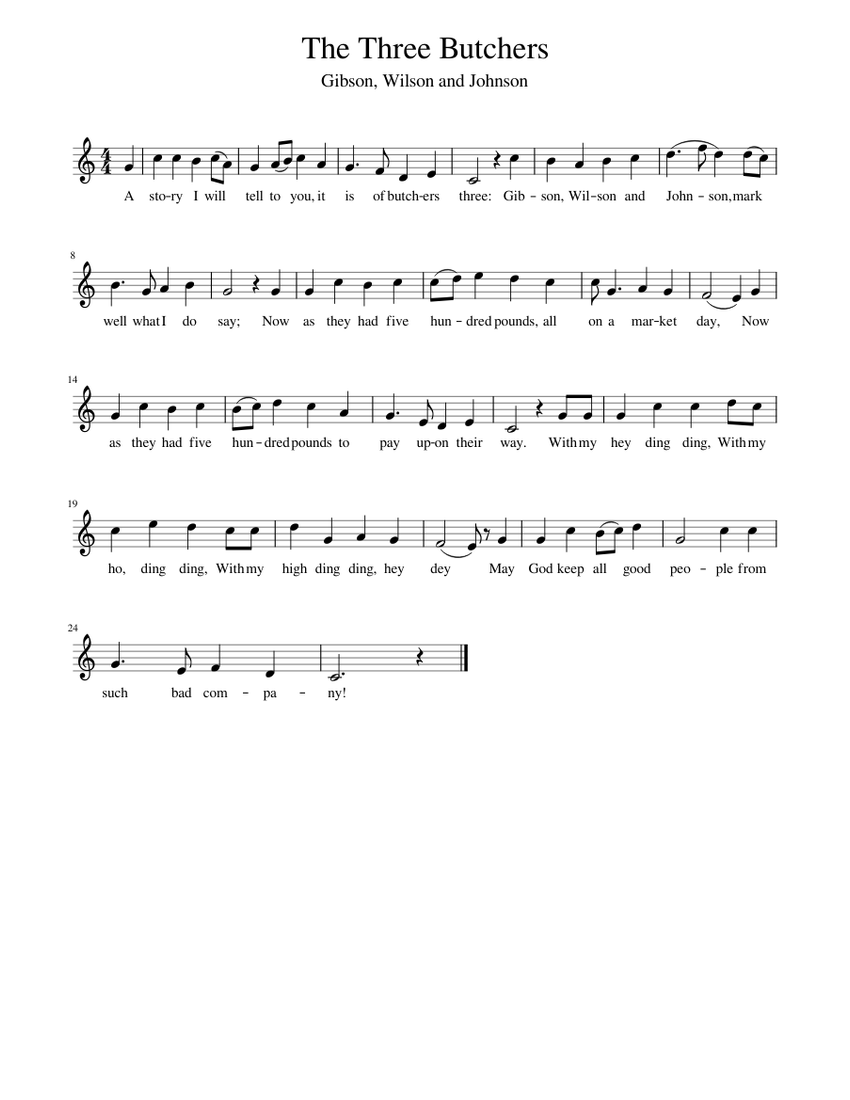The Three Butchers Sheet music for Piano (Solo) | Musescore.com