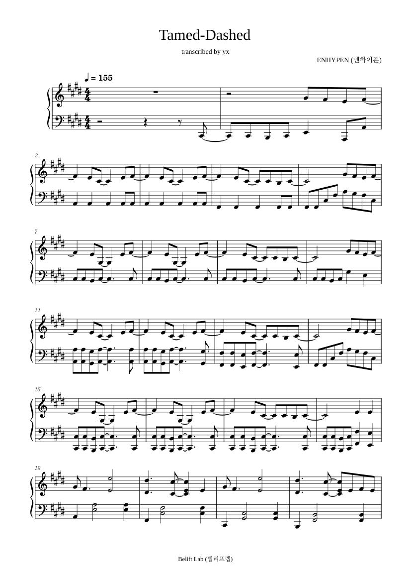 Tamed-Dashed – ENHYPEN Sheet Music for Piano (Solo) | MuseScore.com