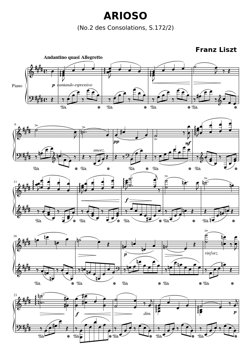 ARIOSO – Franz Liszt Sheet music for Piano (Solo) | Musescore.com