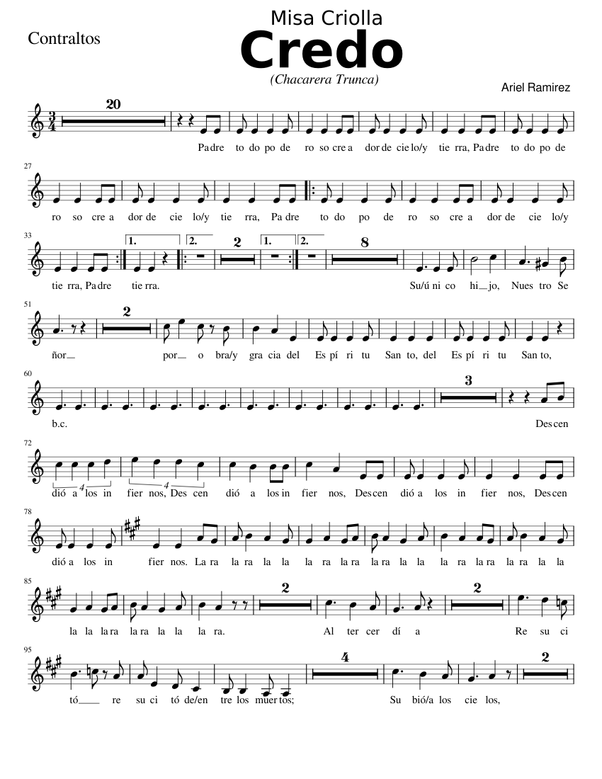 Credo (Contraltos) Sheet music for Alto (Solo) | Musescore.com